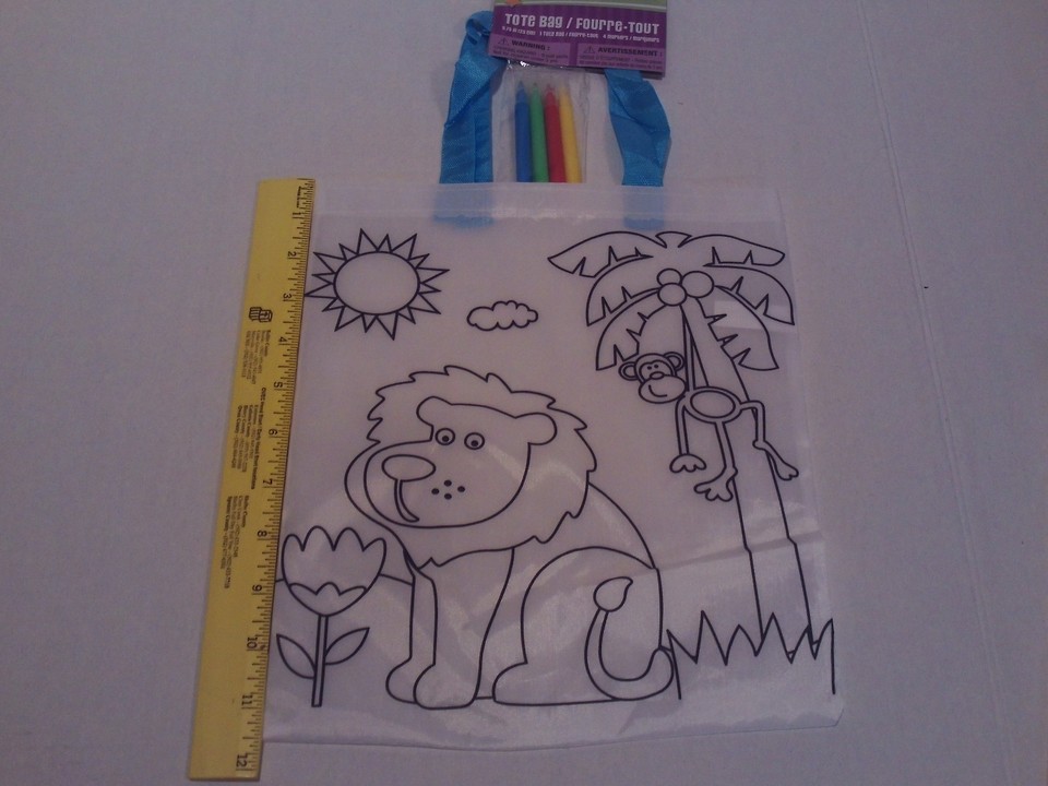 Color Your Own Tote Bag w/Markers - Arts/Crafts, Design Handbag Kids ...