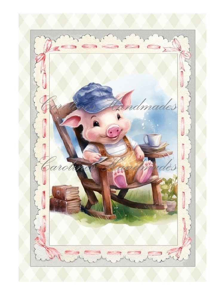 Cute Farmer Pigs A Designer MULTI-SIZE SET Cotton Fabric Quilt Blocks ...