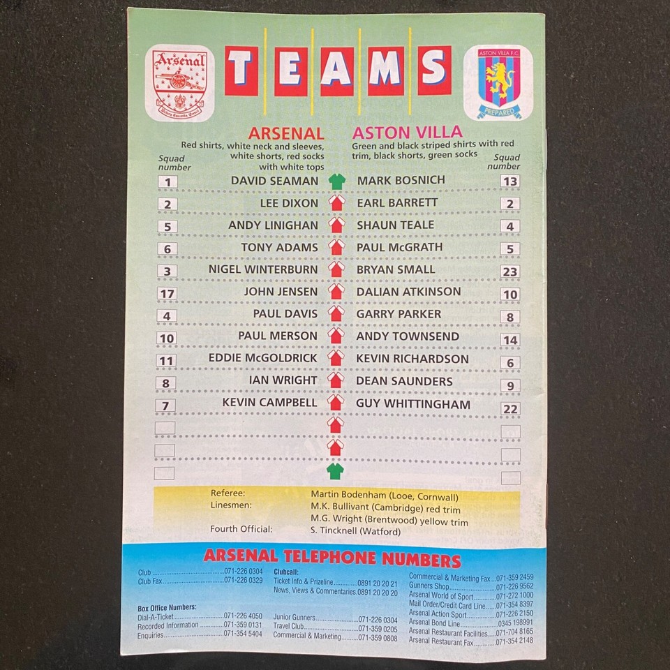 ARSENAL Football Programmes YOU CHOOSE 1993 96 97 98 99 2000 01 02 05 ...