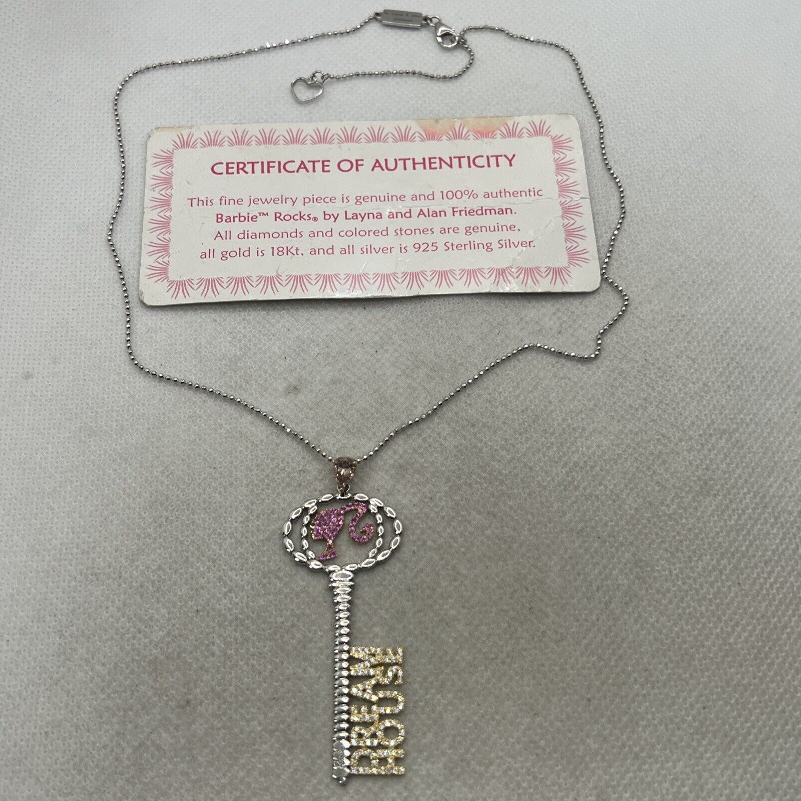 BARBIE ROCKS DREAM HOUSE 18K Gold & 925 Silver Chain Necklace Charm ...