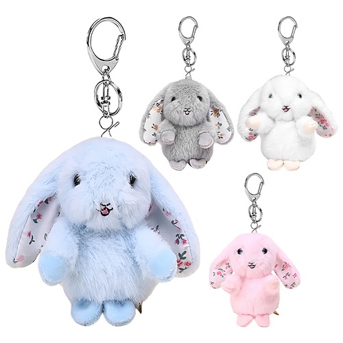 Rabbit Bunny Flowery Rabbit Plush Pendant Keychains Car Pendant Girl ...