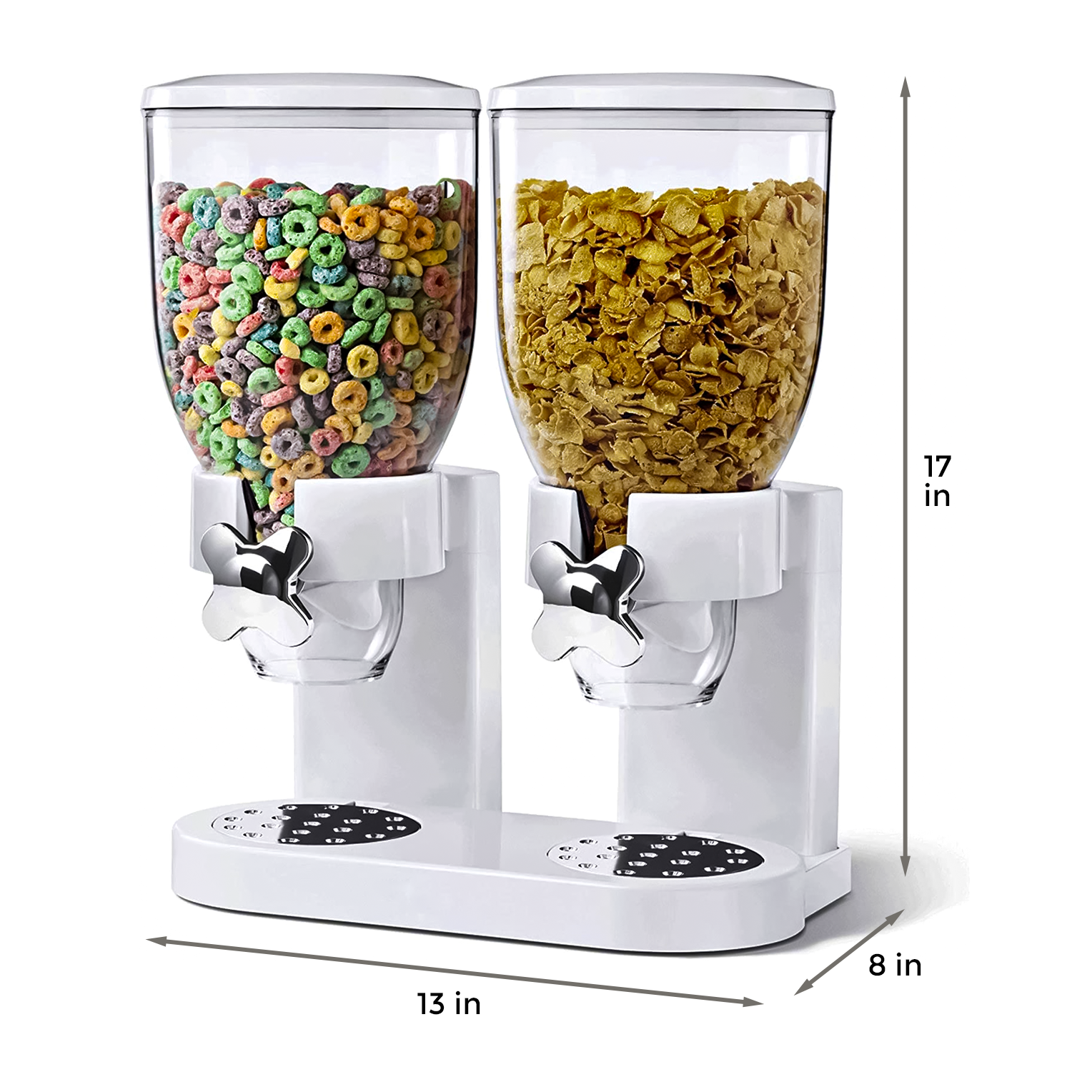 DRY FOOD STORAGE DOUBLE CEREAL DISPENSER PASTA CONTAINER MACHINE BLACK ...