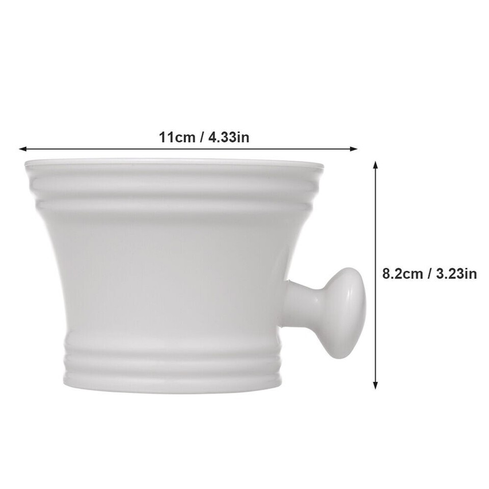 WHITE BLACK Shaving Soap Bowl /Mug With Handle unbreakable plastic ...