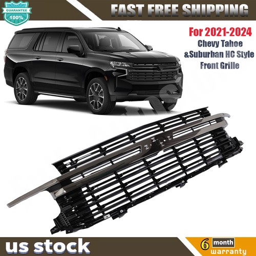 NEW HC Style Front Bumper Grille Black For 2021-2024 Chevrolet Tahoe ...