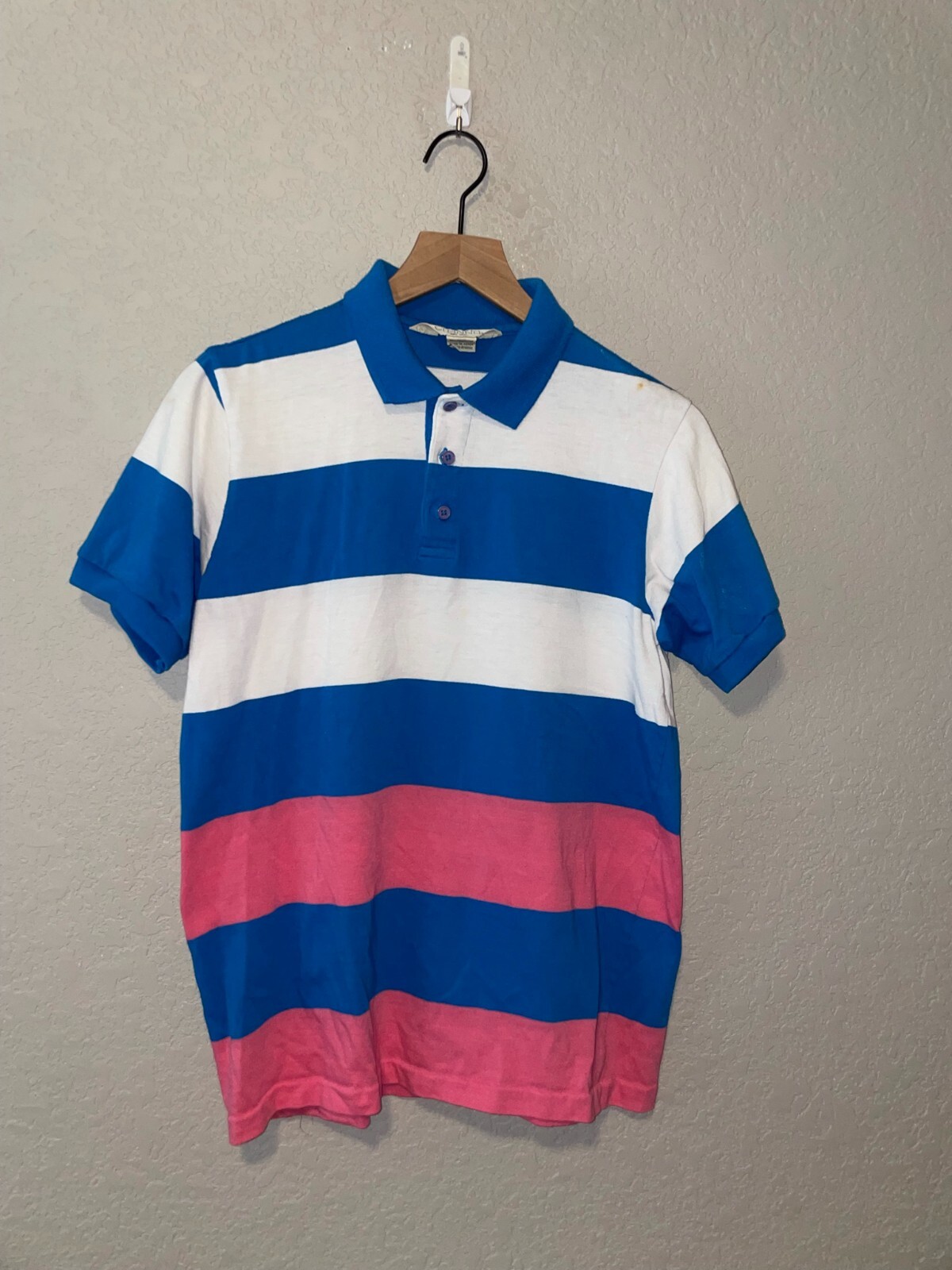 1990s Vintage South Channel Striped Golf Polo Shirt B… - Gem