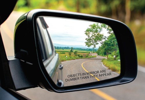 3PK OBJECTS IN MIRROR ARE DUMBER 3M CLEAR Vinyl BLACK PRINT Decal 130mm ...