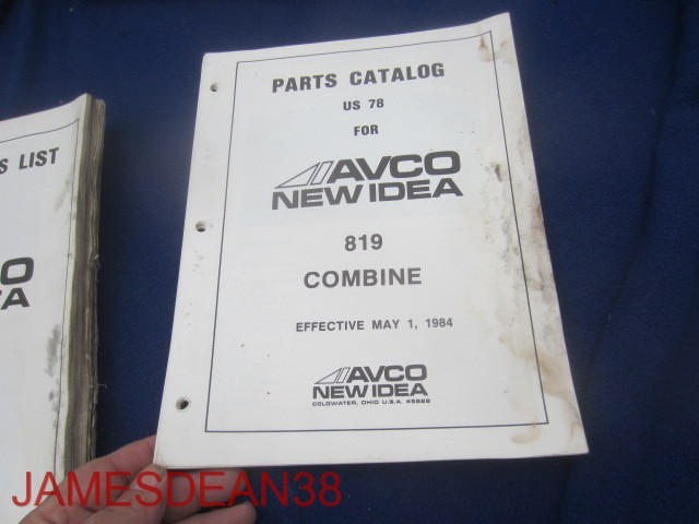 AVCO NEW IDEA PARTS LIST CATALOG MANUAL NO 819 COMBINE 1984 14 | eBay