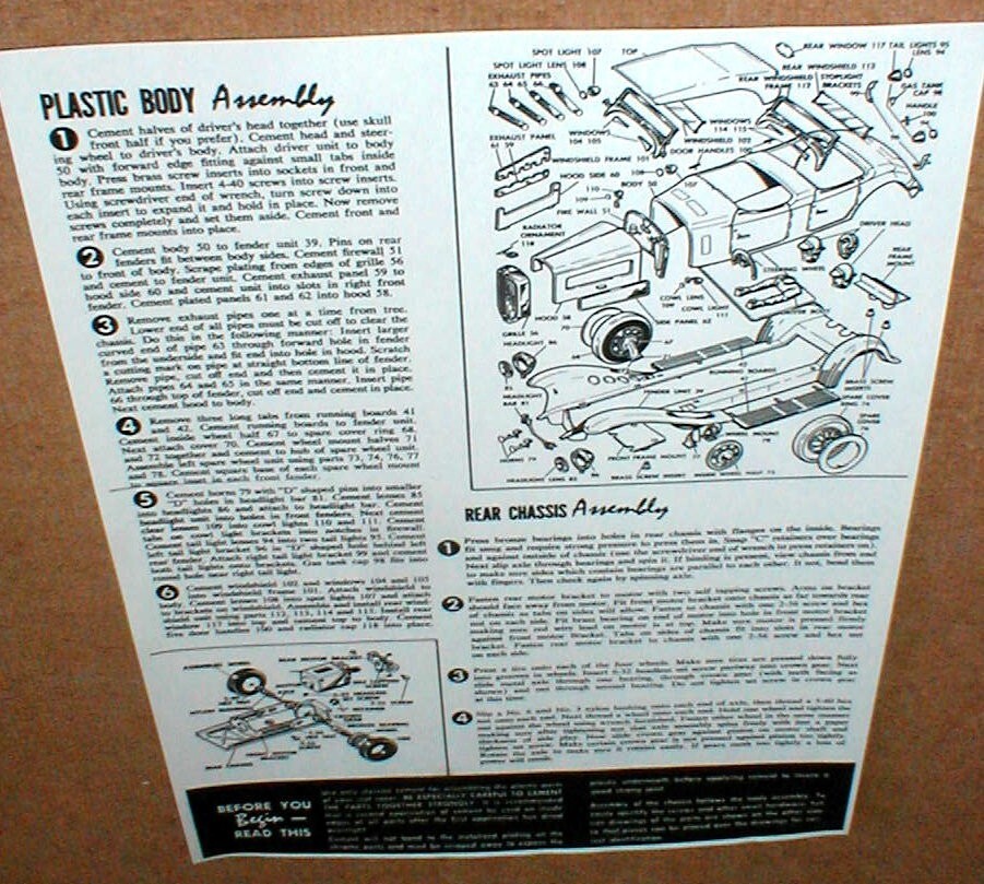 Monogram Duesenberg 1965 Slot Car Racing 1/24 Instruction Sheet PHOTO ...