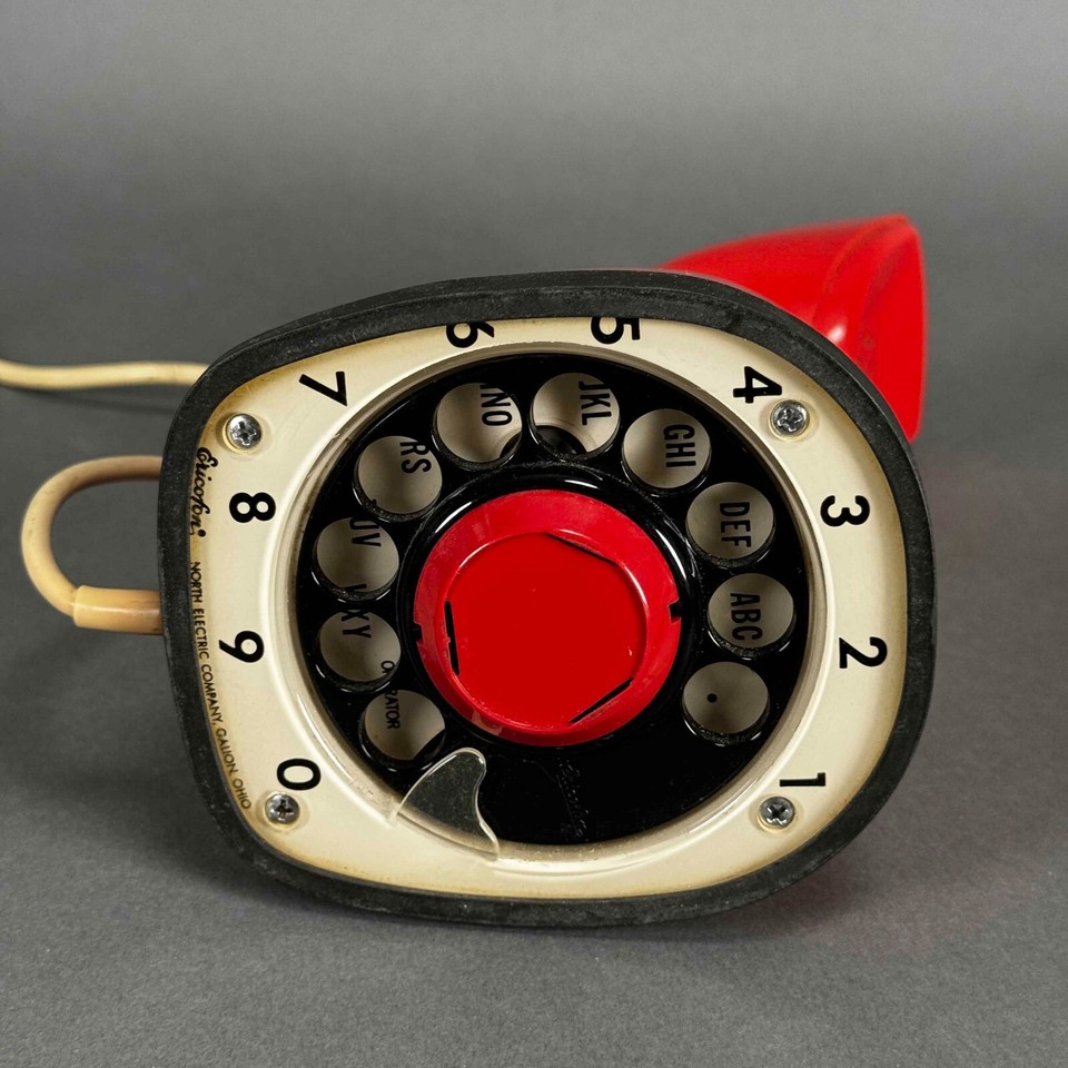 Vintage 60s Ericofon Cobra North Electric Co. Red Telephone Rotary Desk ...