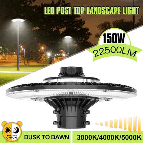 150W LED Post Top Light Outdoor Garden Area Street Pole Lights 3000K ...