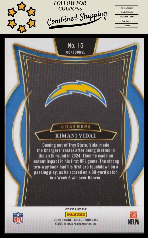 2024 Panini Select #15 Kimani Vidal Red & Blue Prizm Shock | eBay