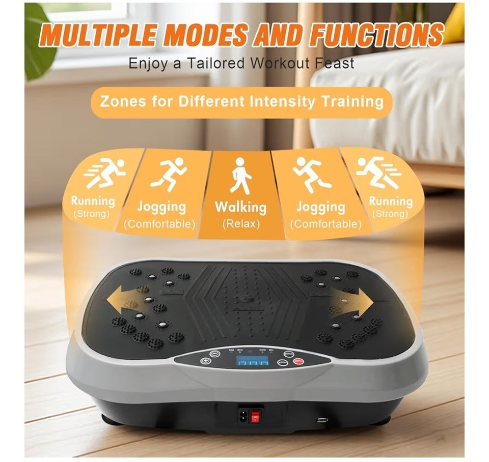 Vibration Plate Exercise Machine, 6 Workout Modes & 120-Level Vibration ...