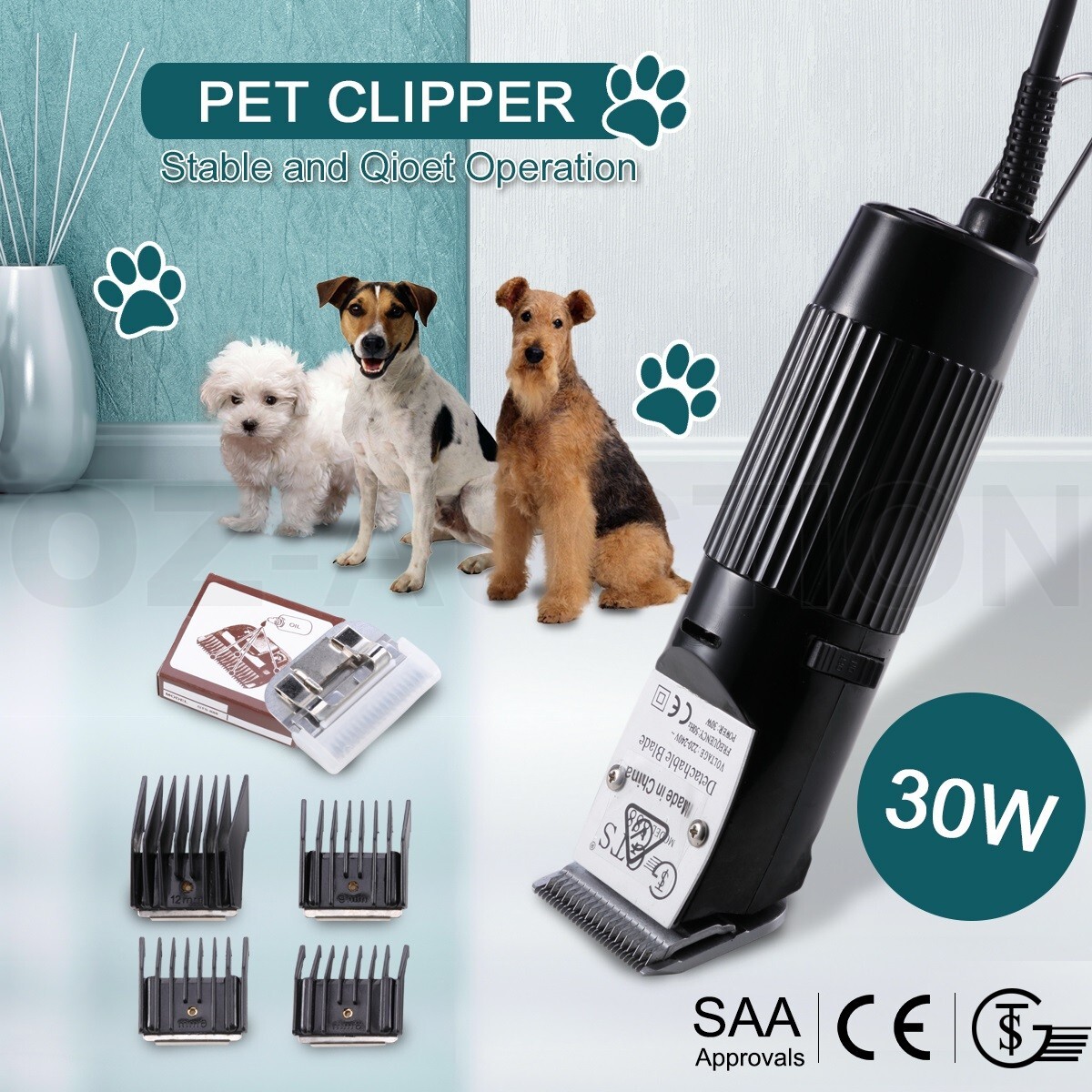 Electric Pet Clipper Professional Animal Dog Cat Grooming Hair Trimmer ...