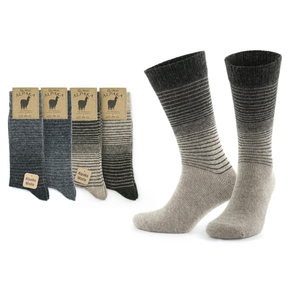 Alpaca Thermal Wool Socks for Women and Men - 2 PAIRS - Thick Knitted ...