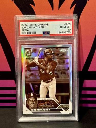 Jordan Walker RC 2023 Topps Chrome Sepia Refractor Rookie Card #209 PSA ...