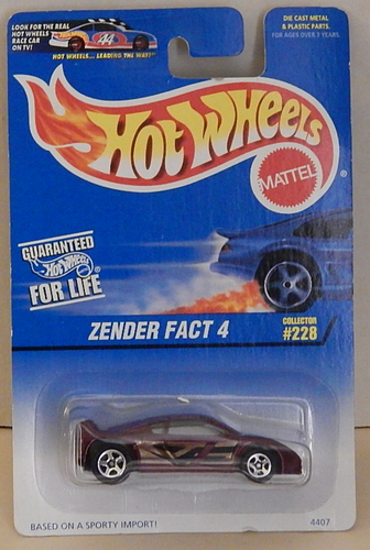 Zender Fact 4 Concept Sports Car Hot Wheels 1997-228 Mainline Retired ...