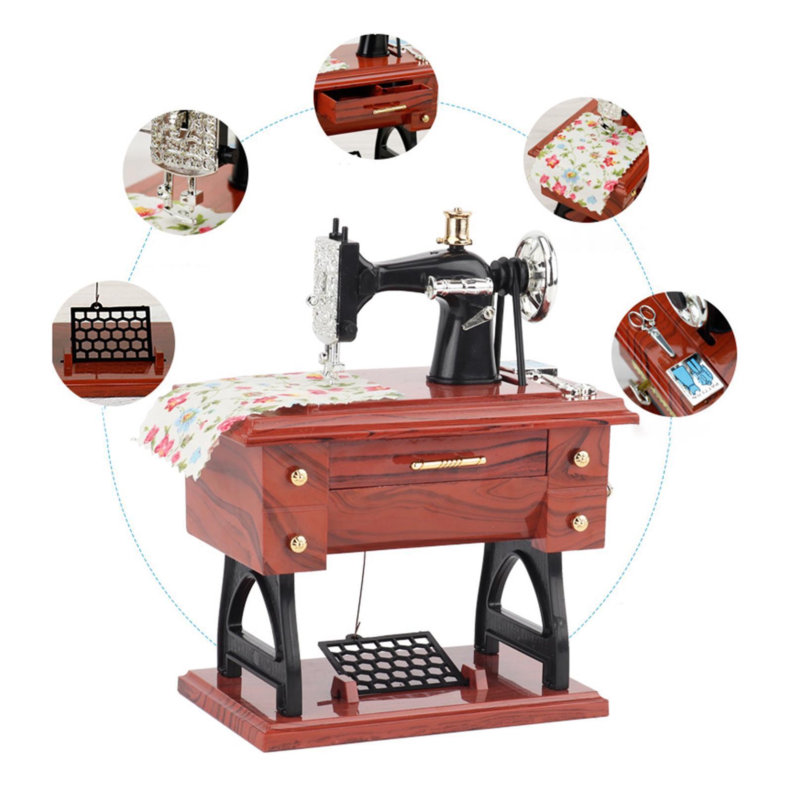 Retro Style Sewing Machine Music Box Clockwork Music Box for Musical ...