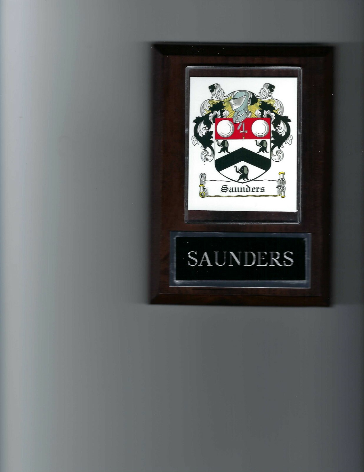 SAUNDERS PLAQUE FAMILY CREST COAT OF ARMS GENEALOGY ASK FOR YOUR NAME ...