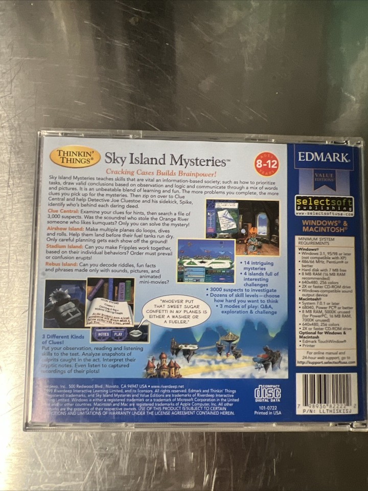 Thinkin' Things : Sky Island Mysteries (PC) 1998 Edmark CD-ROM Windows ...
