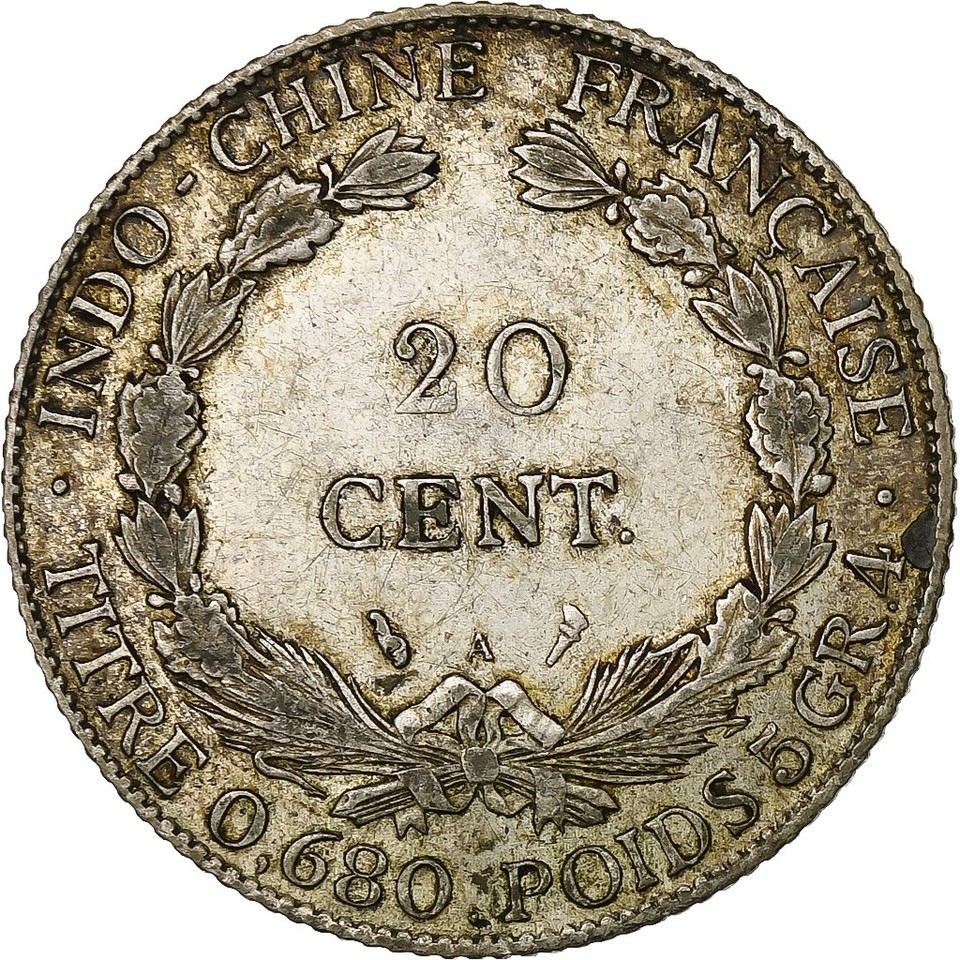 [#1116104] Coin, French Indochina, 20 Cents, 1922, Paris, AU, Silver ...