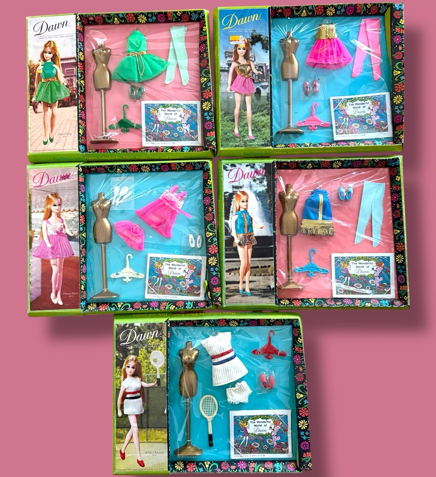 1969 Original Topper Dawn Doll Outfits NRFB MOD Big Lot Of 5!! | eBay