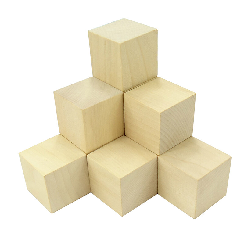 Nature Wooden Plain Cubes Square Block Wood Cube Six Sides Dices ...