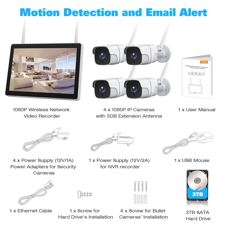 8CH 1080p WiFi Wireless Security Night Vision Camera System with ...
