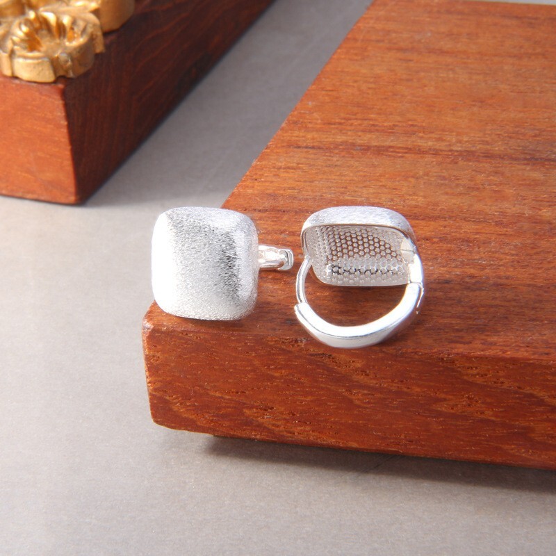 A27 Earring Creole Brushed Cushion Matte Sterling Silver 925 | eBay