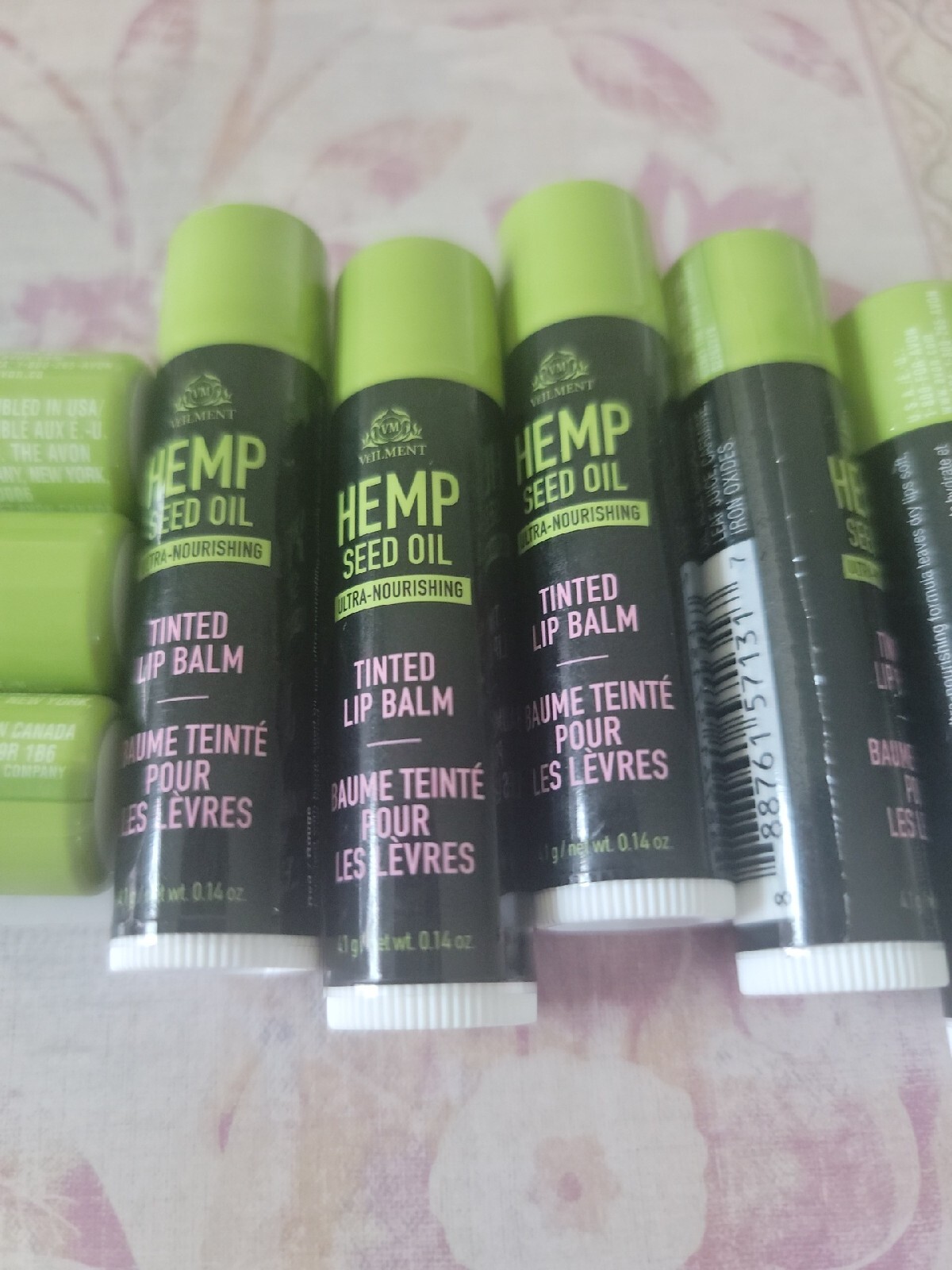 8 Tubes of Lip Balm Veilment Hemp Seed Oil TINTED RED Avon for sale ...