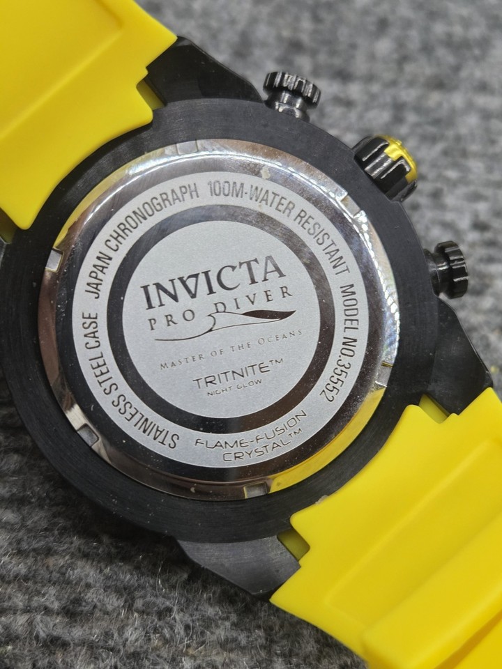NEW Invicta Men's 50mm PRO DIVER Chrono CAGE DIAL Yellow Tone Strap SS ...