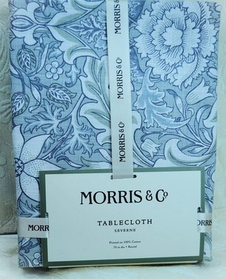 NWT William MORRIS & Co Severne Blue Floral Tablecloth 70” Diameter ...