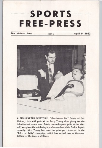 April 9, 1952 Sports Free Press Wrestling Program Des Moines Iowa Jim ...