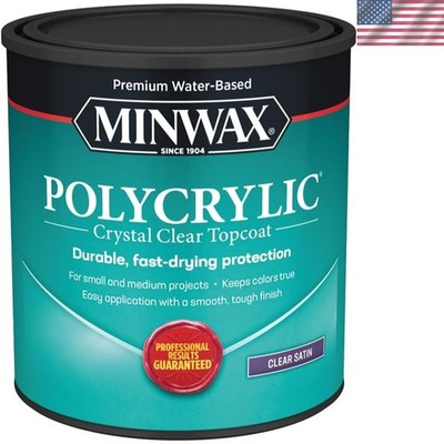 63333 Clear Polycrylic Water-Based Protective Finish Satin, Quart, 1 ...