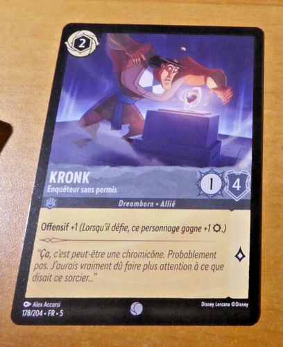 LORCANA TRADING CARD GAME DISNEY CHAPITRE 5 CARTE KRONK 178/204 FR JCC ...