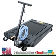 17 Gallon Low Profile Oil Drain Waste Pan Truck Semi W Pump Hose and ...