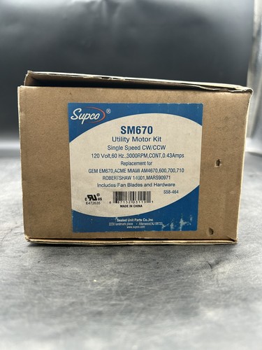 Supco SM670 Fan Motor 120V CW/CCW 3000rpm S58-464, Utility MOTOR KIT ...