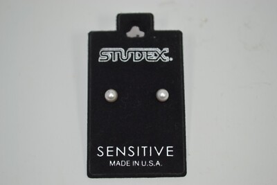 Studex 4 mm White Pearl Ball Studs 24 ct Gold Plated Sensitive Hypo ...