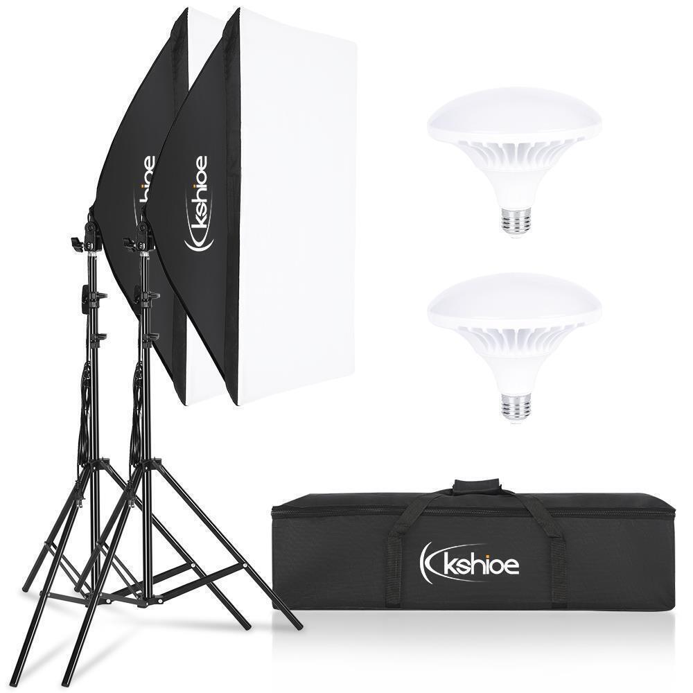 Photography 2x Light Bulb Softbox Light Kit Photo Studio Continuous ...