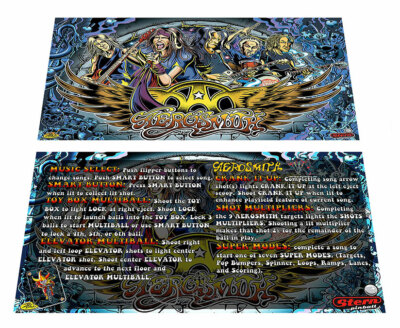 Stern Aerosmith Pinball Custom Apron Instruction Cards v1 | eBay
