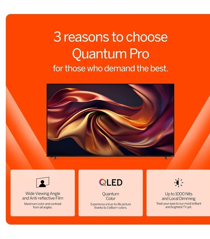 VIZIO 65-inch Quantum Pro 4K QLED 120Hz Smart TV with 1,000 nits ...