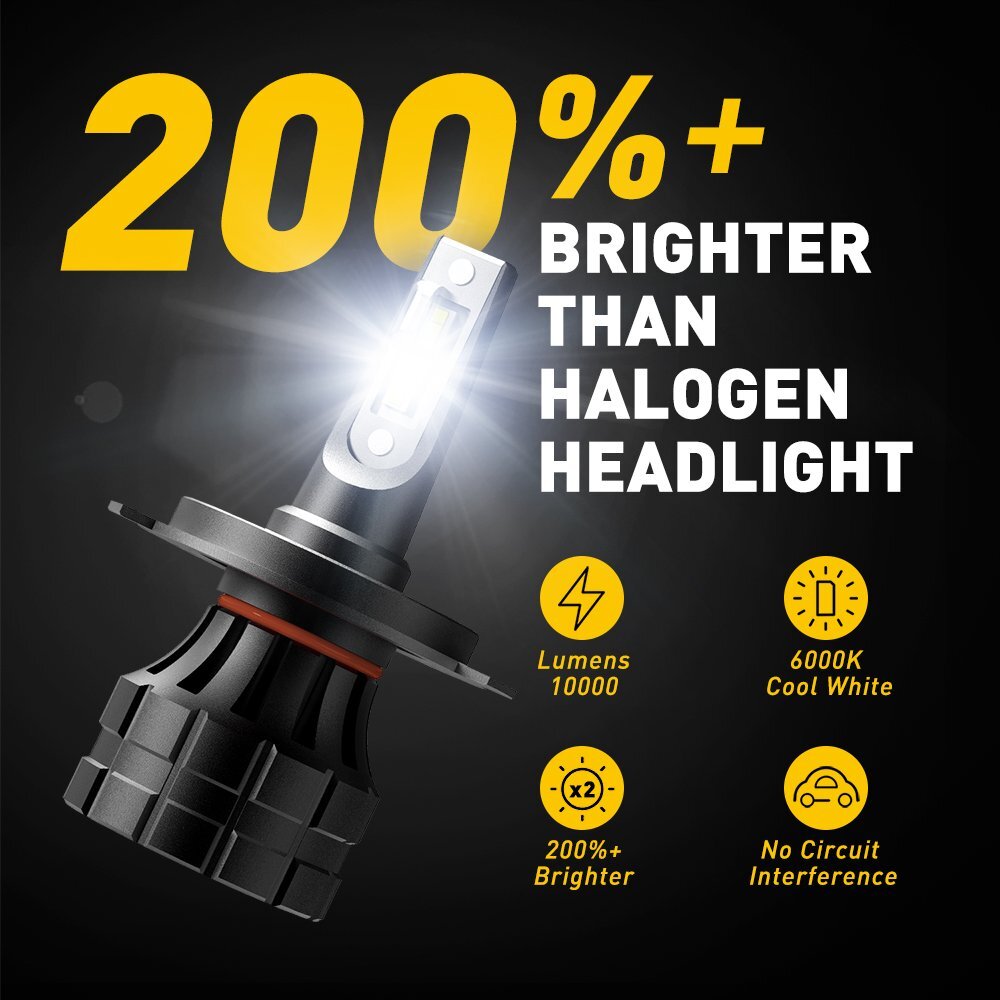 2x H4 HB2 9003 20000LM LED Headlight Kit Hi/Lo Beam Bulb High Power ...