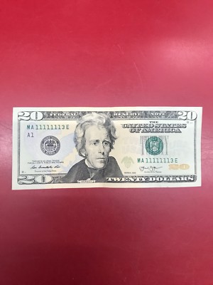 $20 Fancy Money Bill 2013 Series MA11111113E Seven In A Row | eBay
