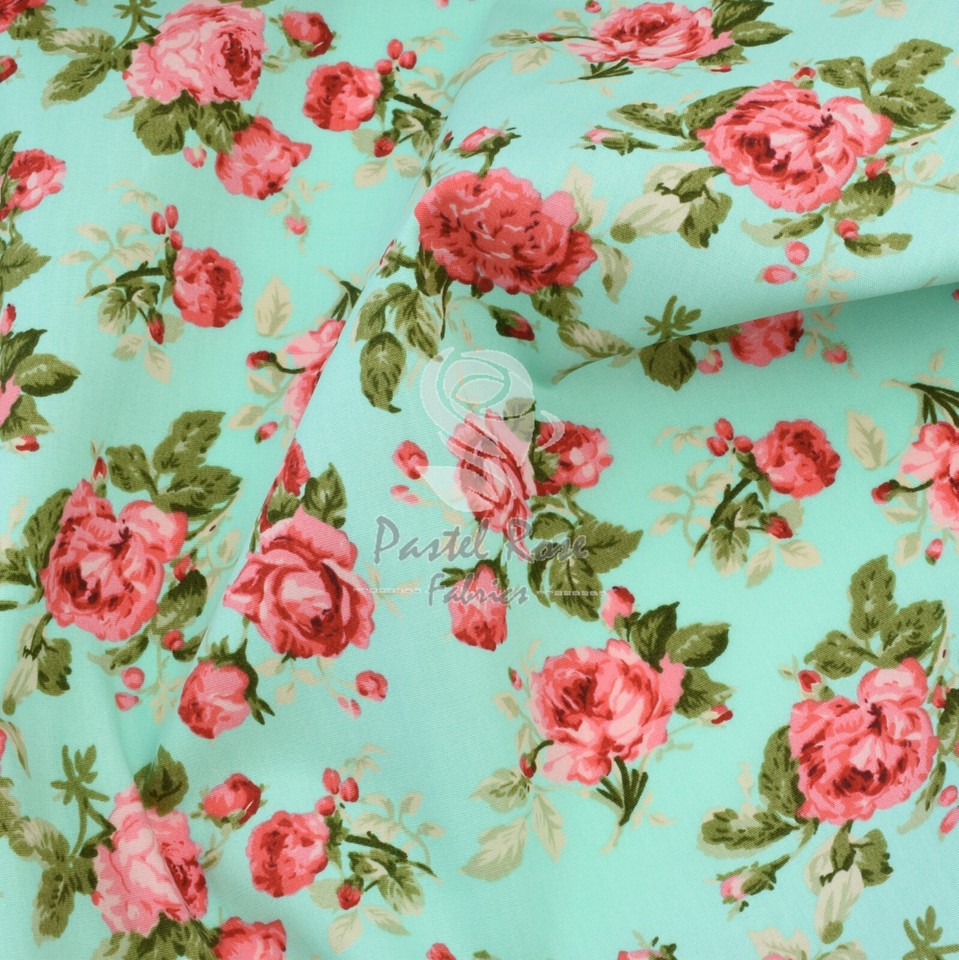Vintage Queen Rose Floral 100% Cotton Fabric | Rose & Hubble Sewing ...