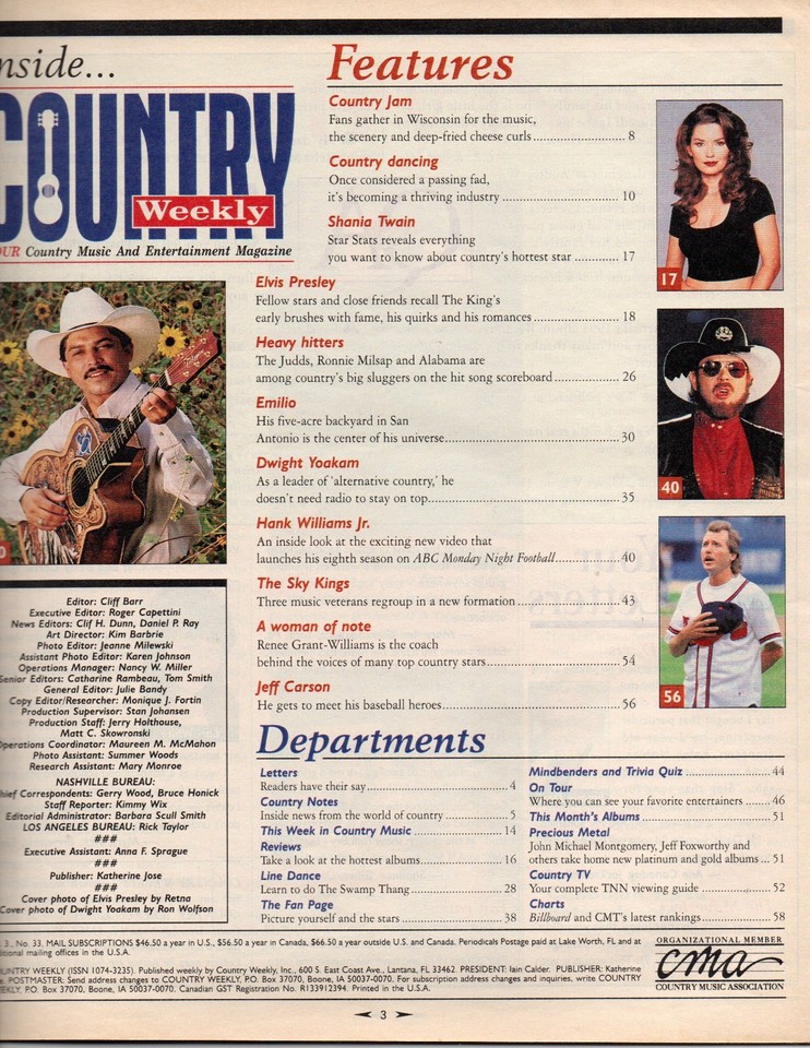 Country Weekly Magazine Aug 13 1996 Elvis Presley Shania Twain Hank ...