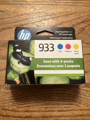 HP 933 TRI COLOR CYAN MAGENTA YELLOW GENUINE INK CARTRIDGES EXP 02/2026 ...
