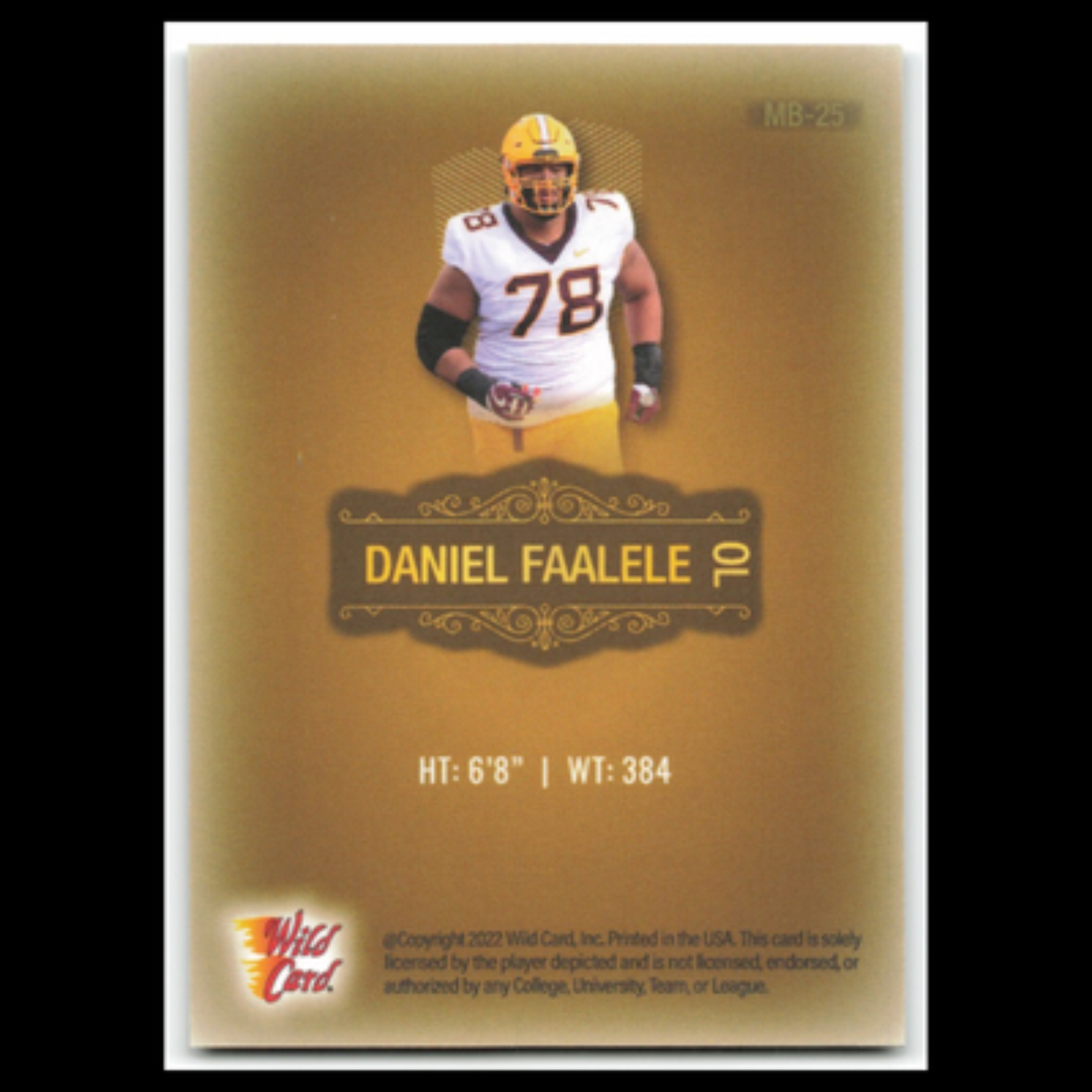 Daniel Faalele #5CDCL-64 2022 Wild Card Matte Minnesota Golden Gophers ...