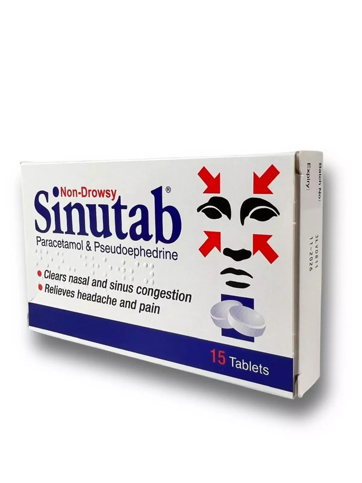 Sinutab Non-Drowsy Congestion Relief 500mg/30mg Tablets - 15 Tabs | eBay UK