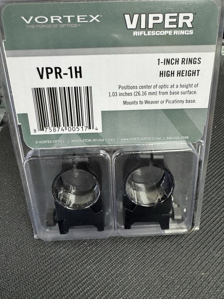 Vortex Viper 1 Inch Rings High VPR-1H 1.03” 26.16mm Riflescope Rings ...