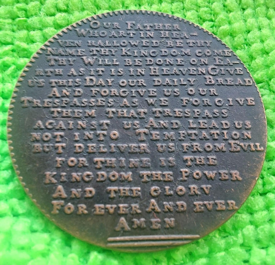 British religious token medal Hebrew inscription: יהוה (YHWH ...