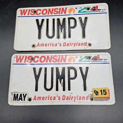 Lot Of 2 Personalized Wisconsin License Plates "Yumpy" | eBay